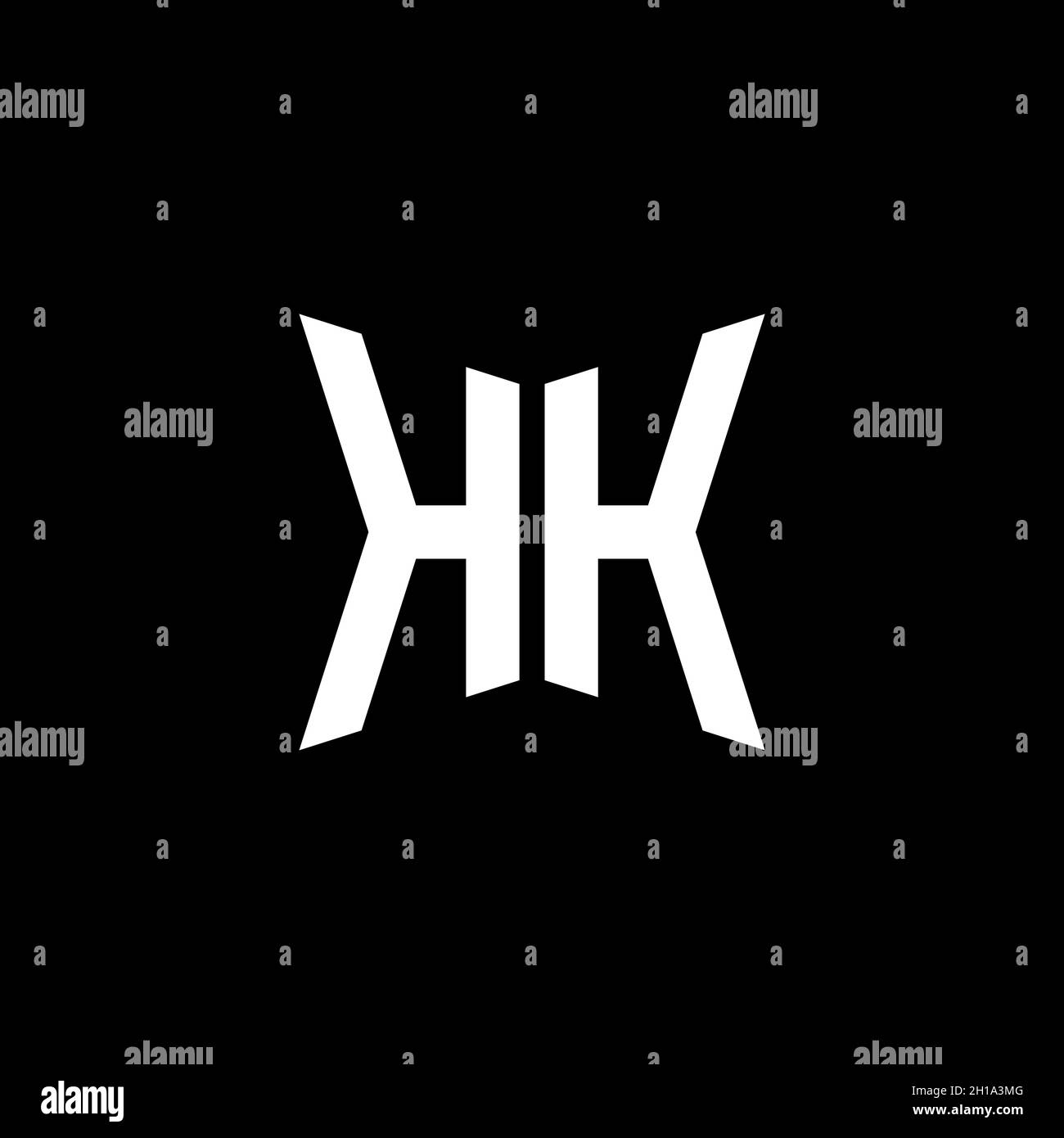 HH Monogram logo letter with Cakra geometric shape style design isolated on black background ...