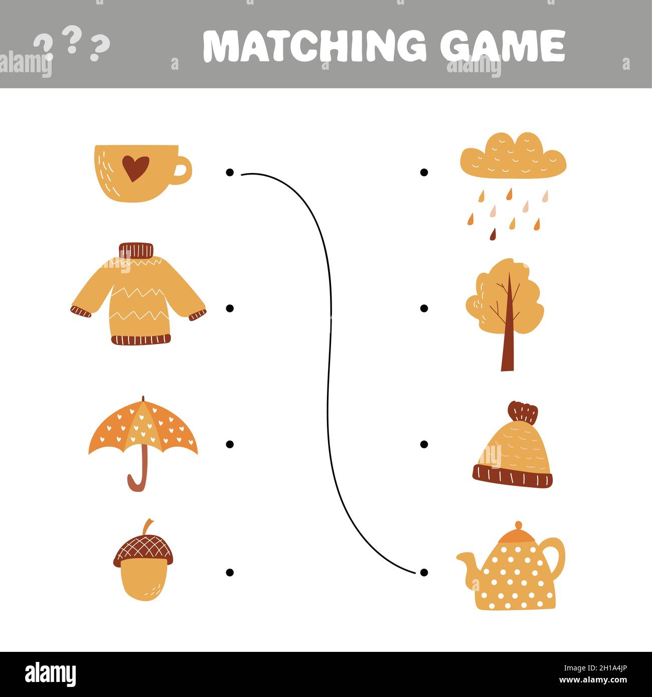 Children educational game. Match elements. Autumn theme. Vector ...