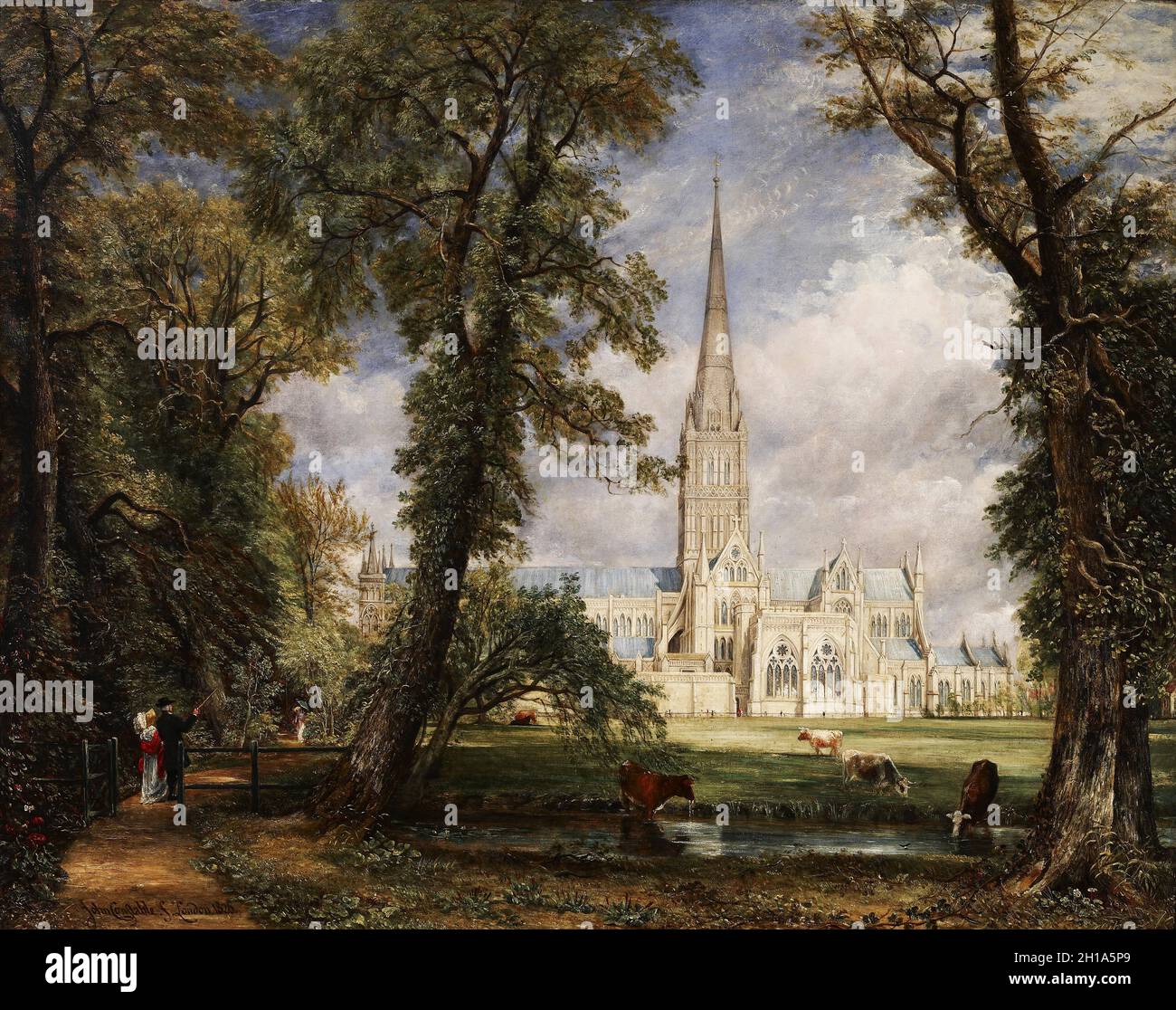 Salisbury Cathedral from the Bishop's Garden by John Constable Stock ...