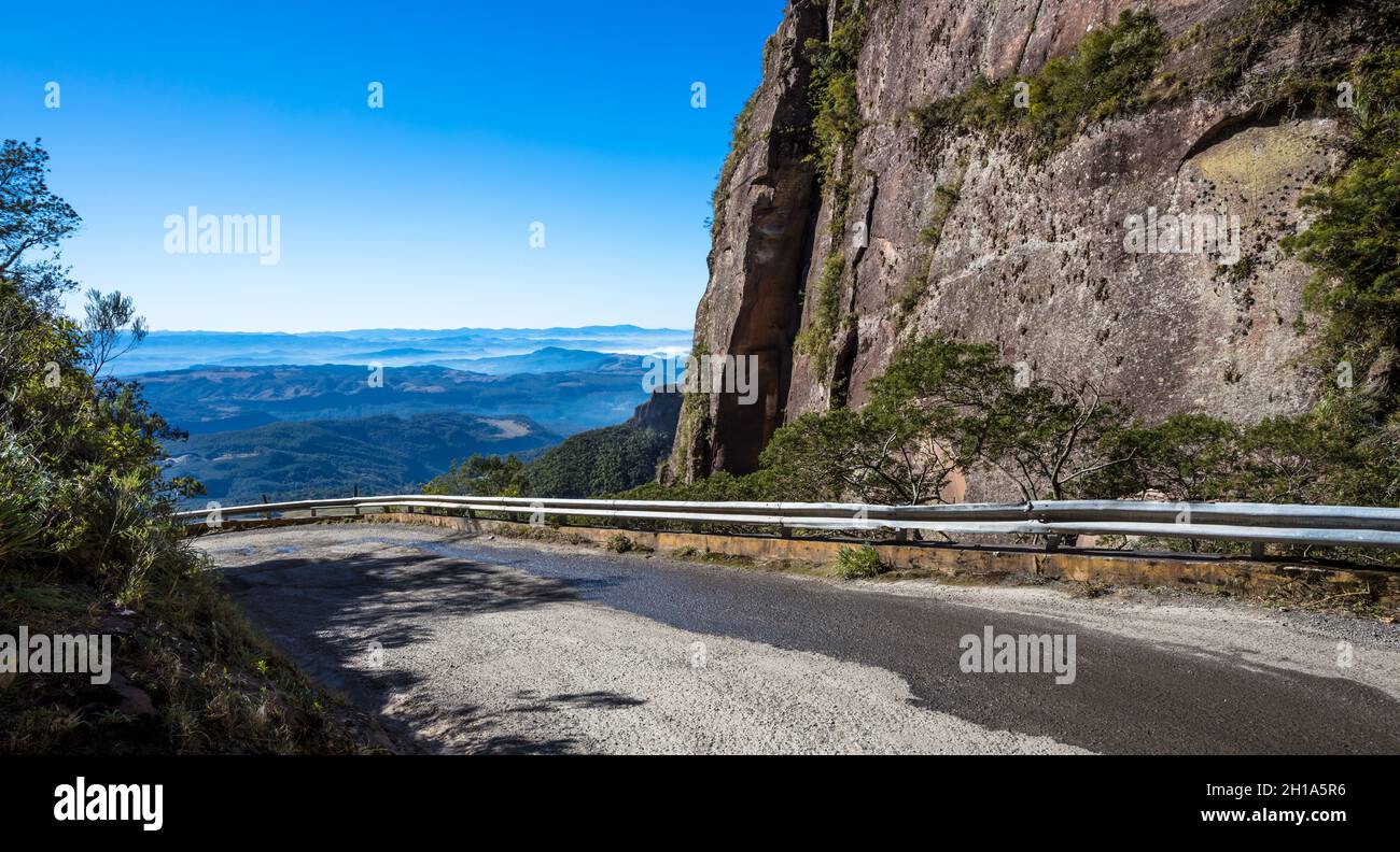A beautiful trip to the mountain road with cliffs and colorful sea ...