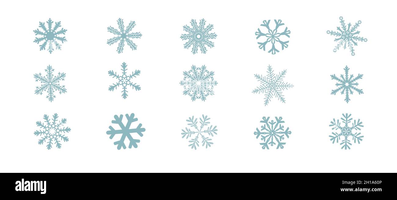 A set of graphic blue snowflakes. Vector illustration Stock Vector ...