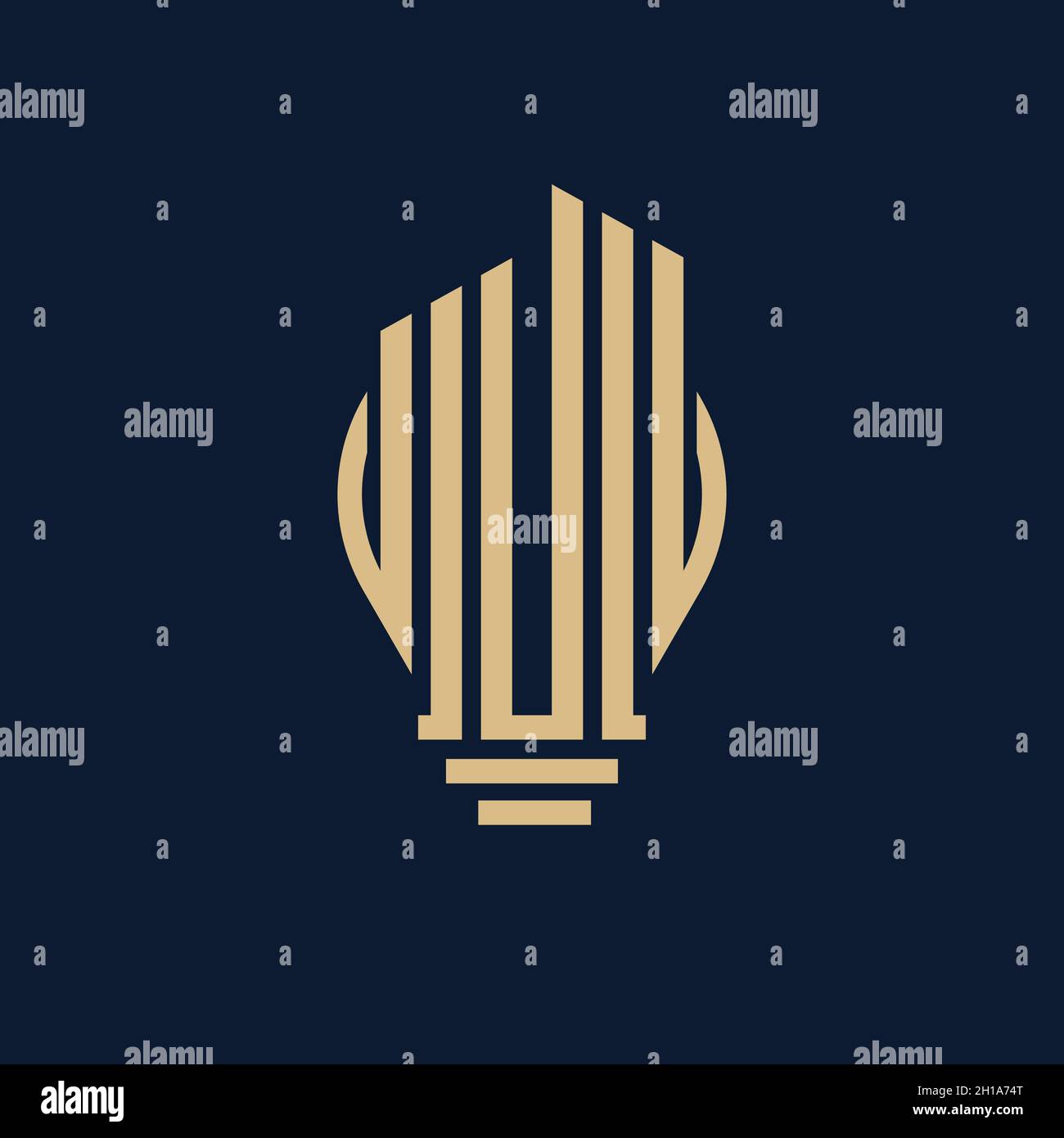 Innovative light bulb sign with City idea logo. Abstract simple linear ...