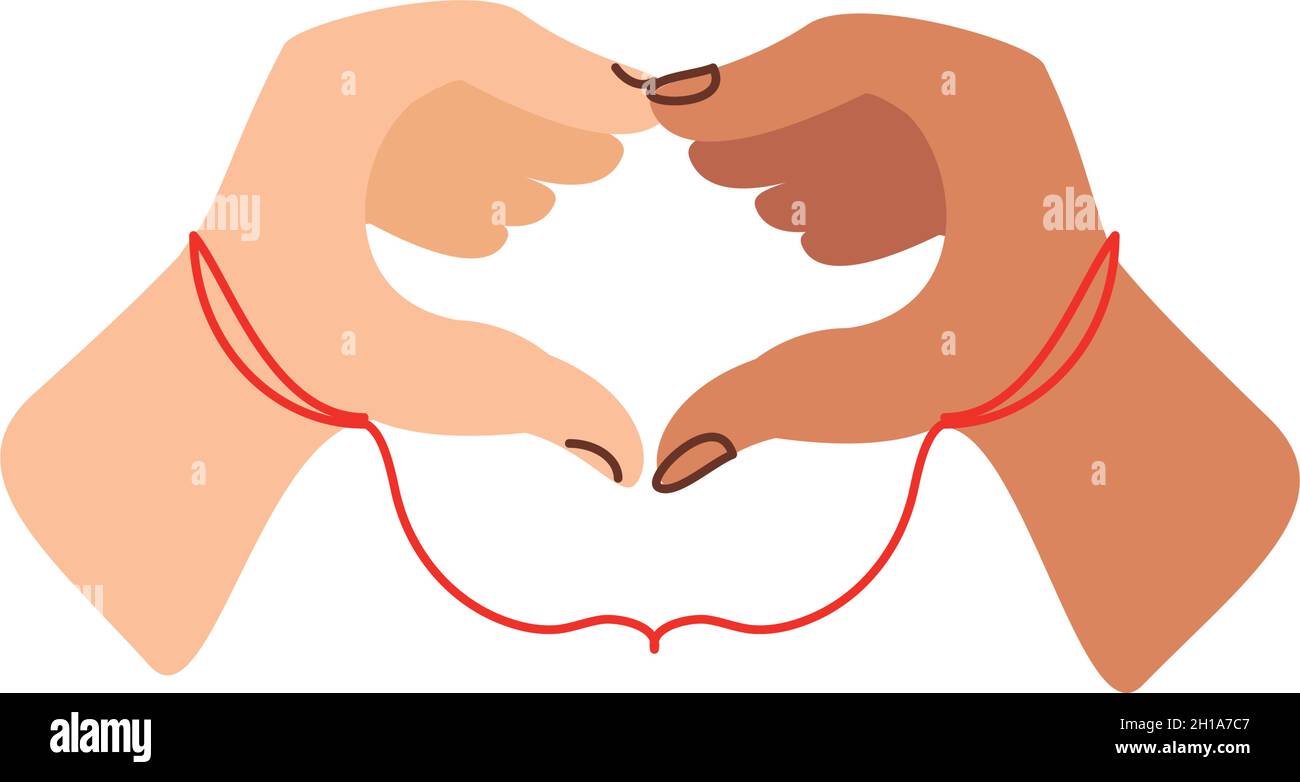 together hands with red thread Stock Vector Image & Art - Alamy