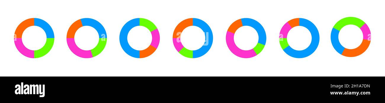 Donut chart examples. Circle diagrams divided in 4 sections of ... Donut chart examples. Circle diagrams divided in 4 sections of ...