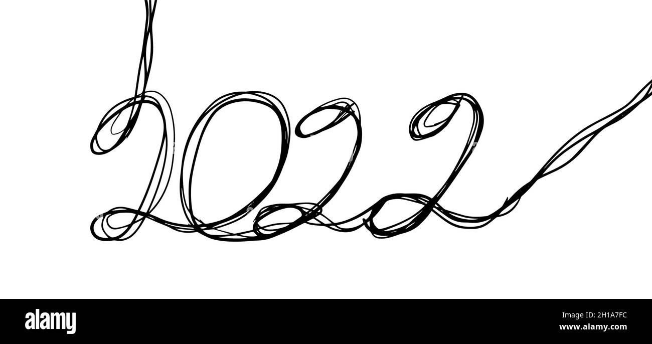 Pen drawing 2022 calligraphy . Vector illustration Stock Vector Image ...
