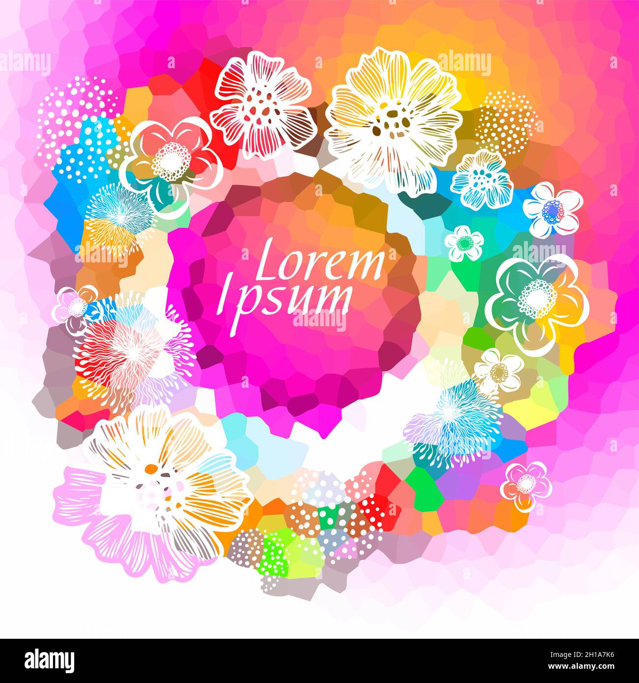 Beautiful floral multi-colored frame. Vector illustration Stock Vector ...