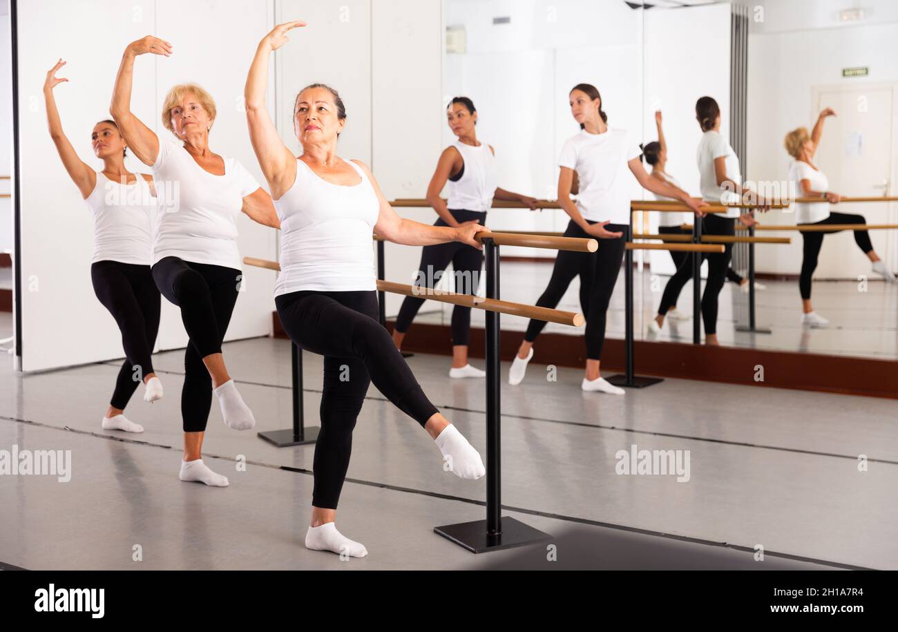 Group of women doing ballet dance moves Stock Photo - Alamy
