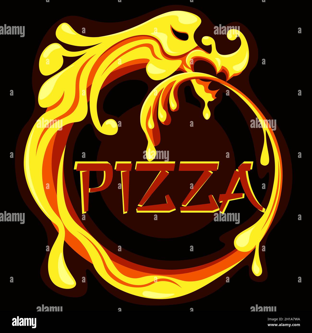 bright pizza logo in the form of a dragon with melted cheese 1 Stock ...