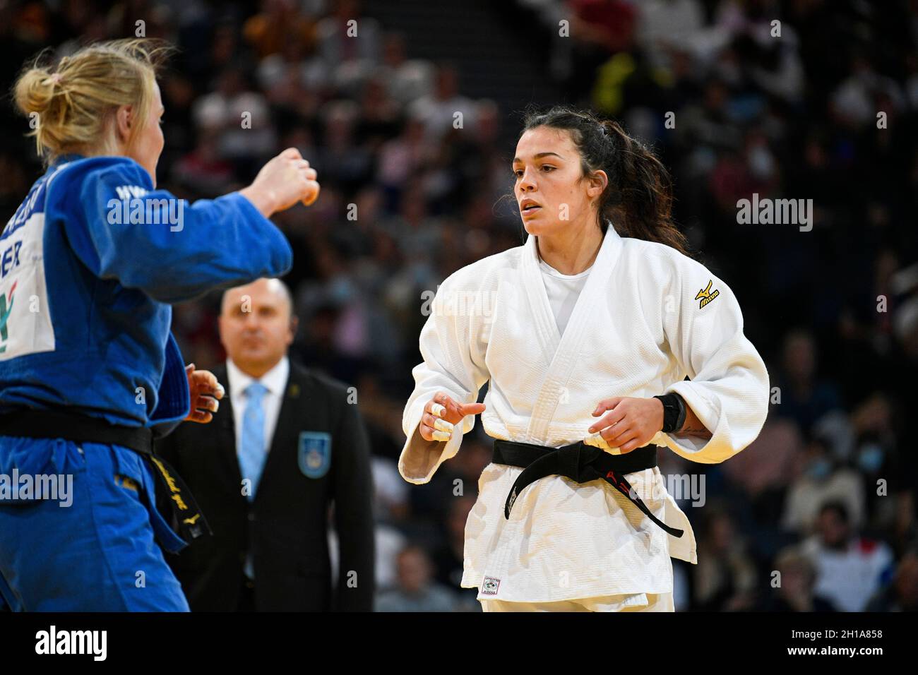 Women -78 kg, Alina BOEHM (white) of Germany compete during the Paris ...