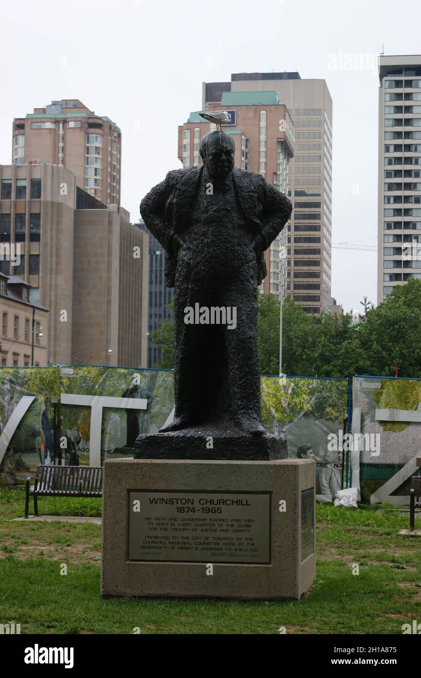 TORONTO, CANADA - Jun 12, 2010: A vertical of the statue of Winston ...