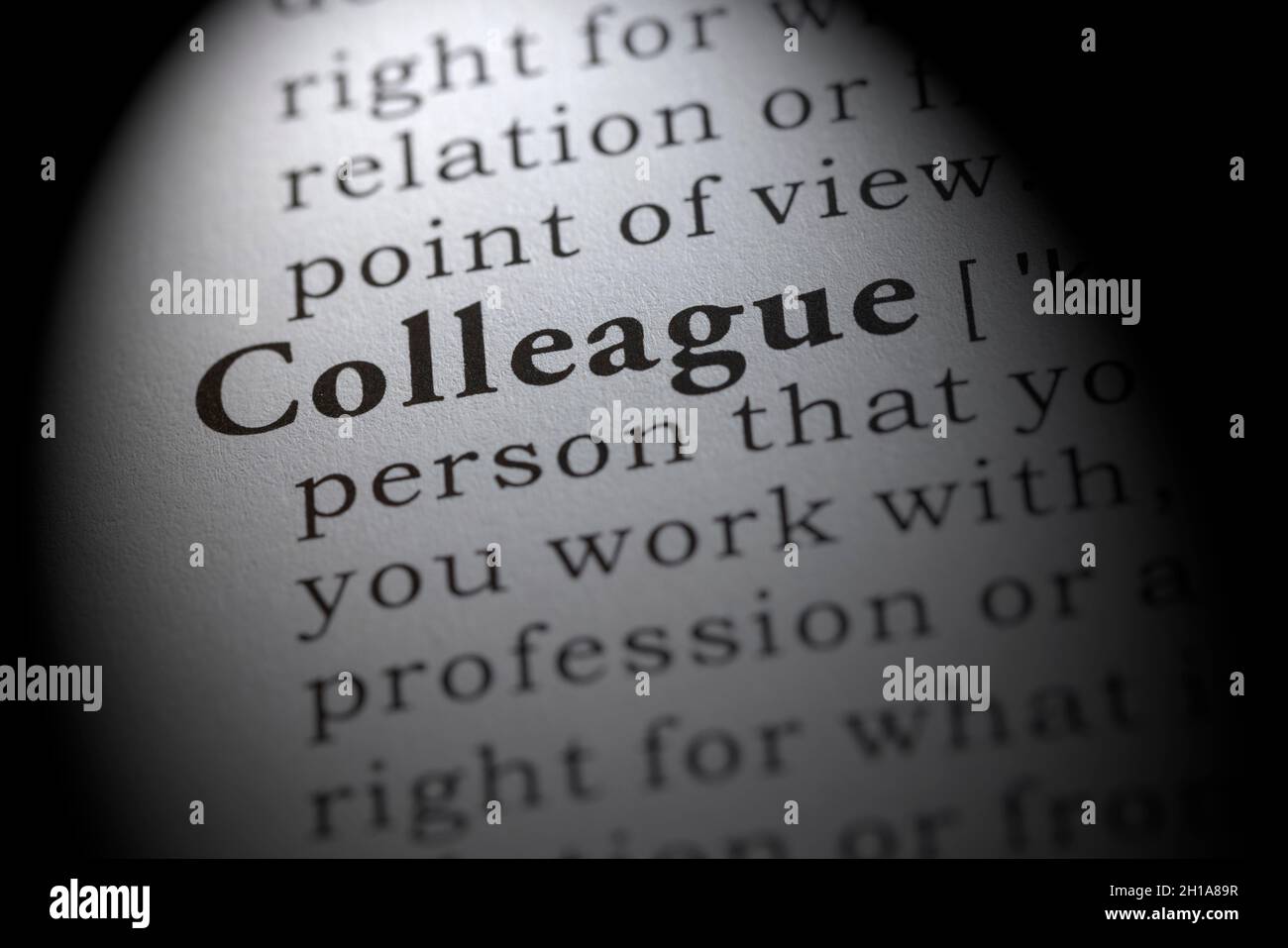 Fake Dictionary word, Dictionary definition of colleague Stock Photo ...