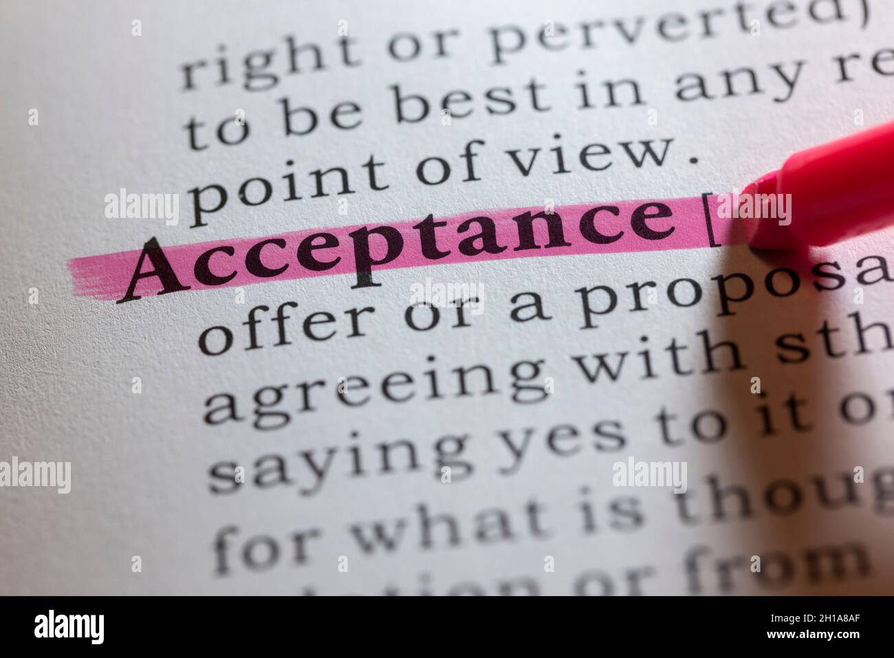 Fake Dictionary word, Dictionary definition of acceptance Stock Photo ...