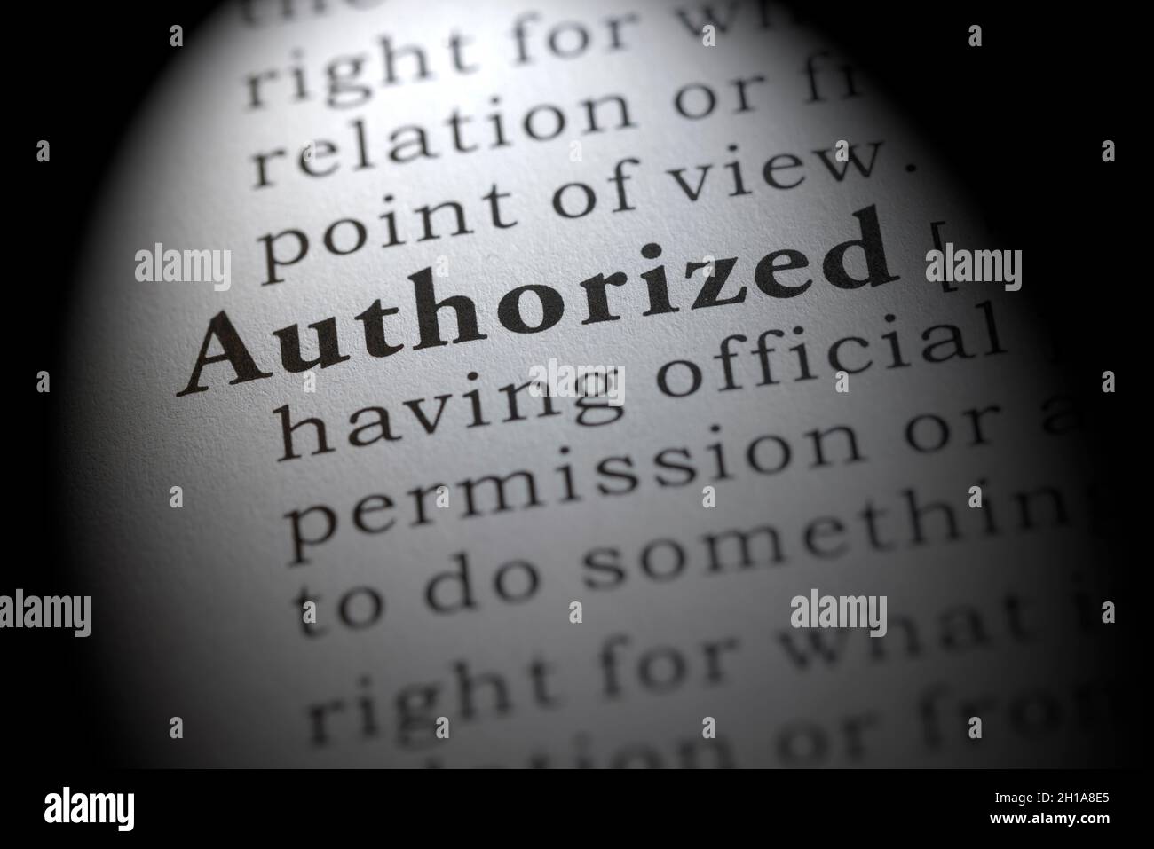 Fake Dictionary word, Dictionary definition of authorized Stock Photo ...