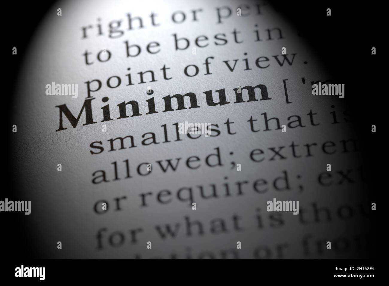 Fake Dictionary word, Dictionary definition of minimum Stock Photo - Alamy