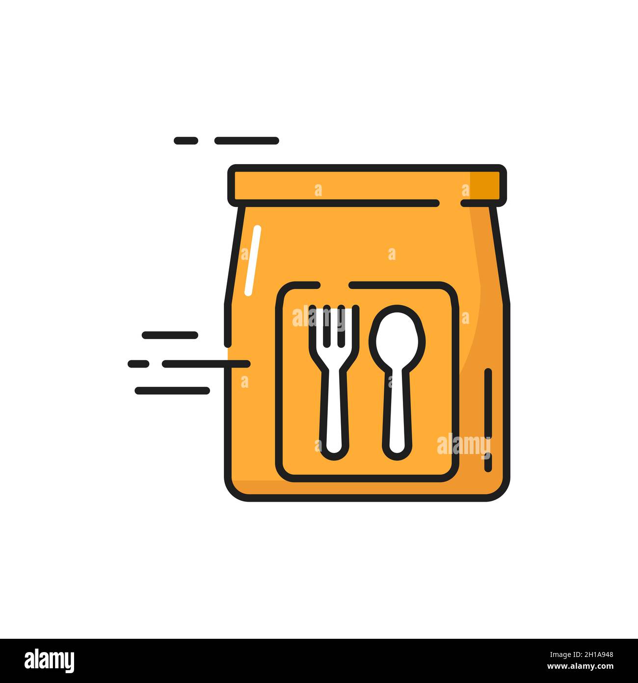 Food delivery icon, lunch dinner in package box isolated cartoon icon ...