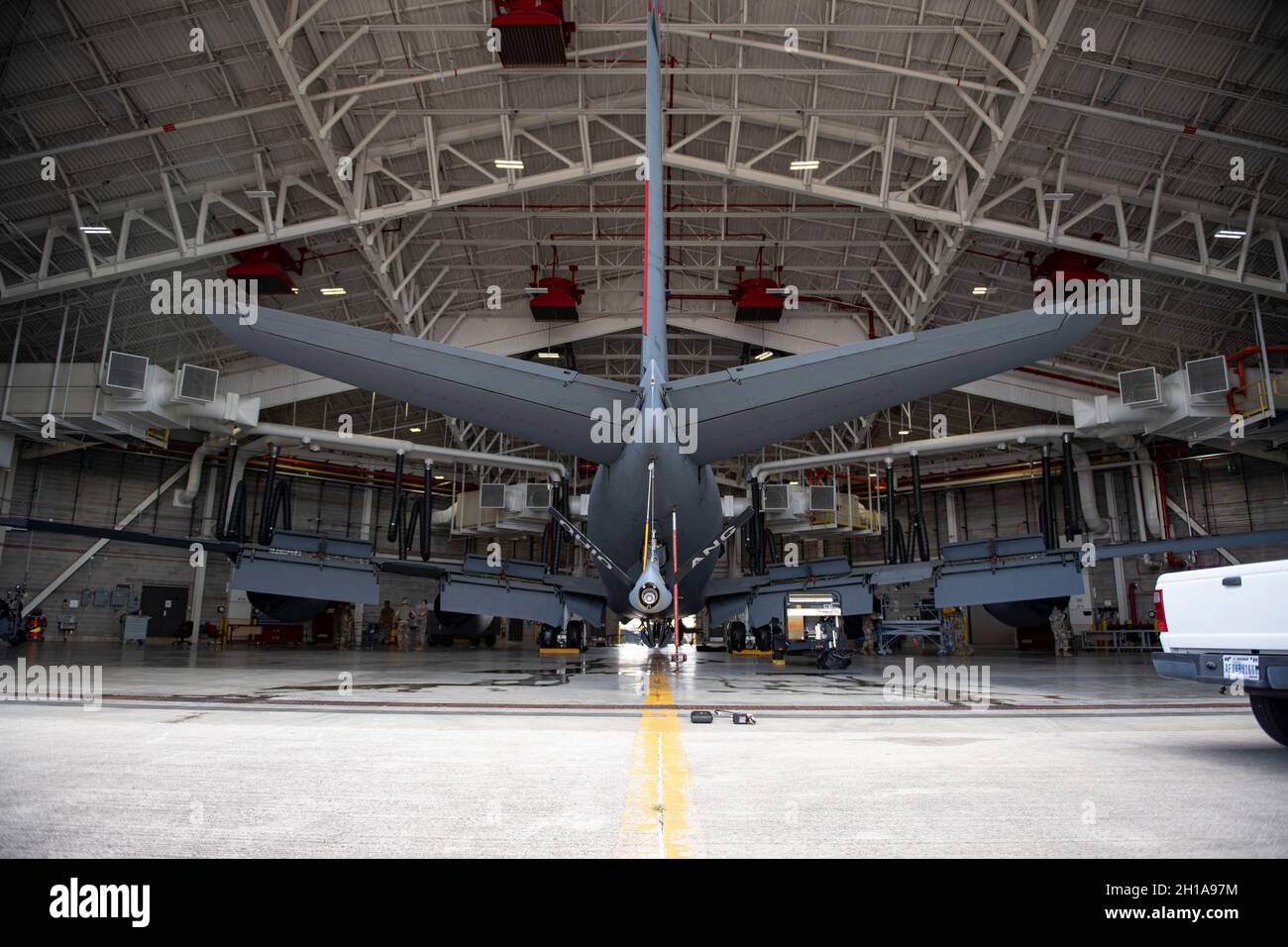 A KC-135 Stratotanker from the 121st Air Refueling Wing sits in a ...