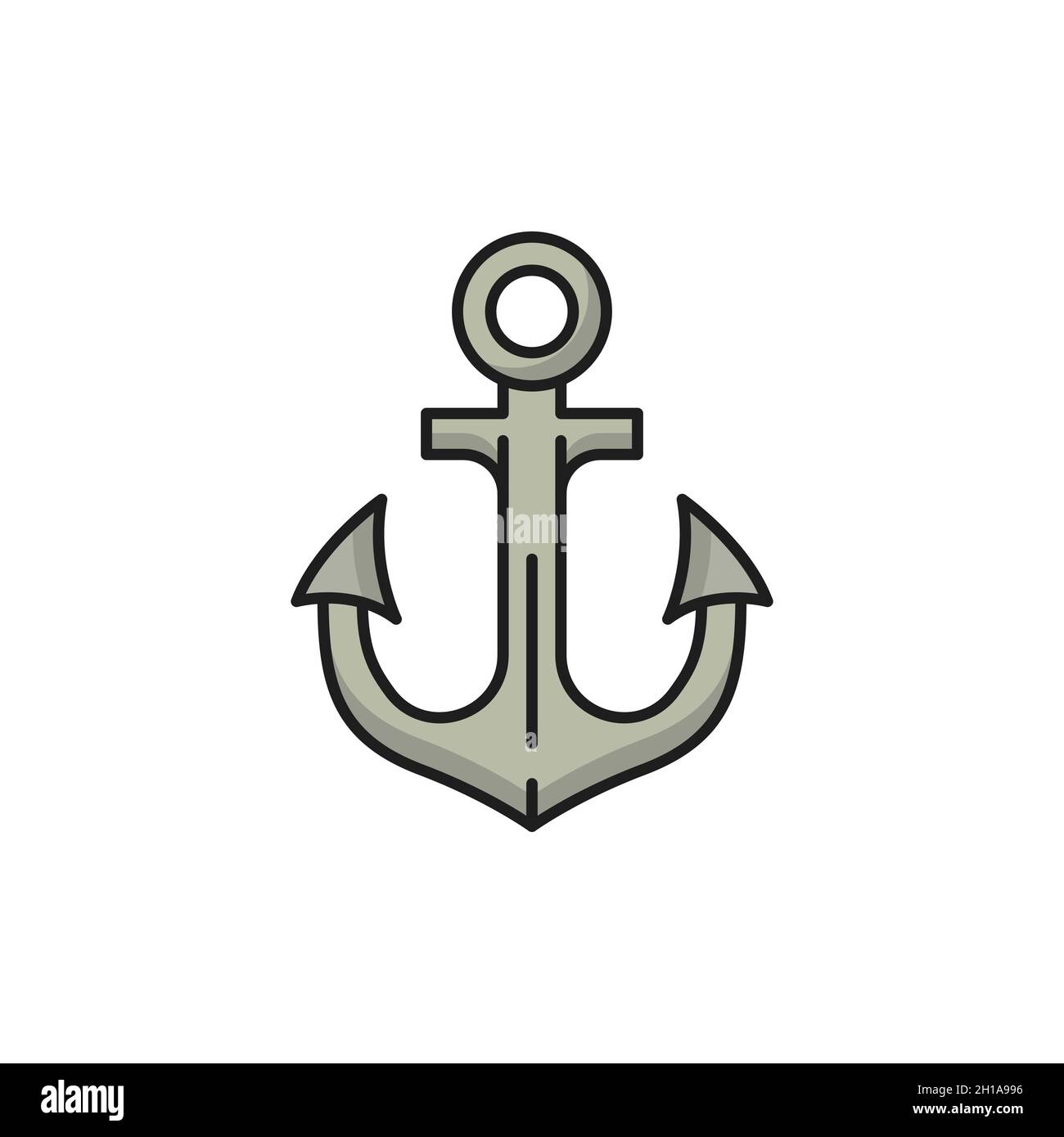 Anker anchor marine object naval heraldry isolated flat line icon ...