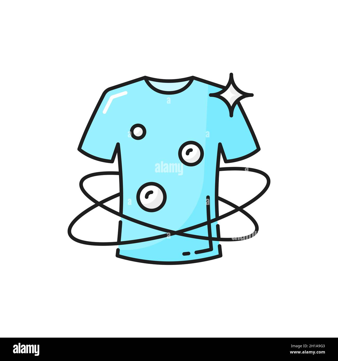 Clean t-shirt washed in detergent isolated color line icon. Vector ...