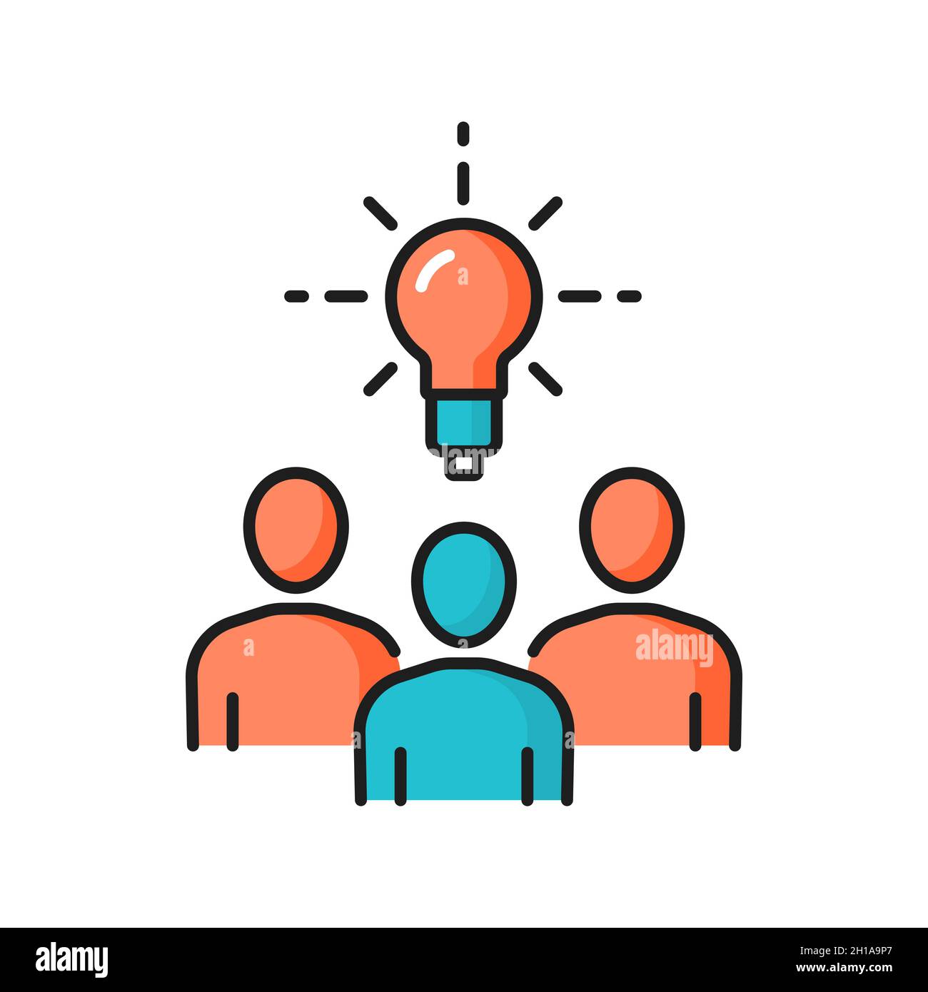 Business meeting, brainstorming, new idea, bulb isolated color line ...