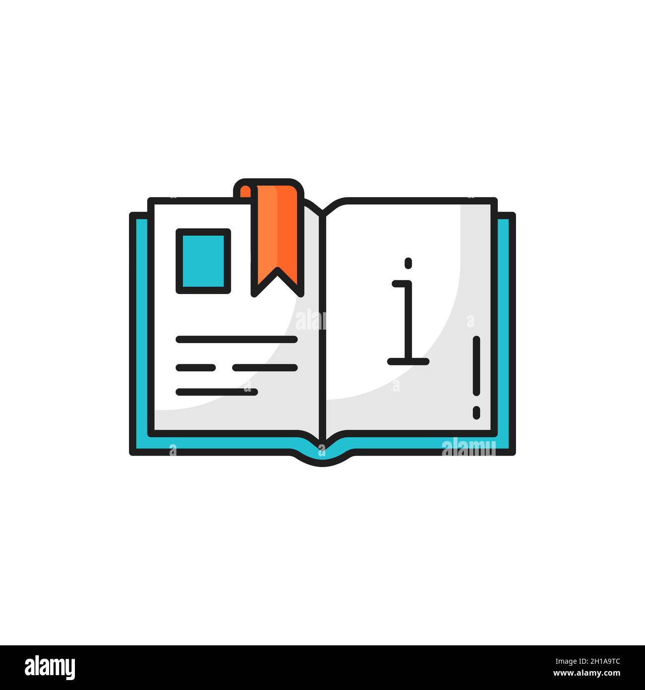 Open information book with bookworm isolated thin line icon. Vector ...