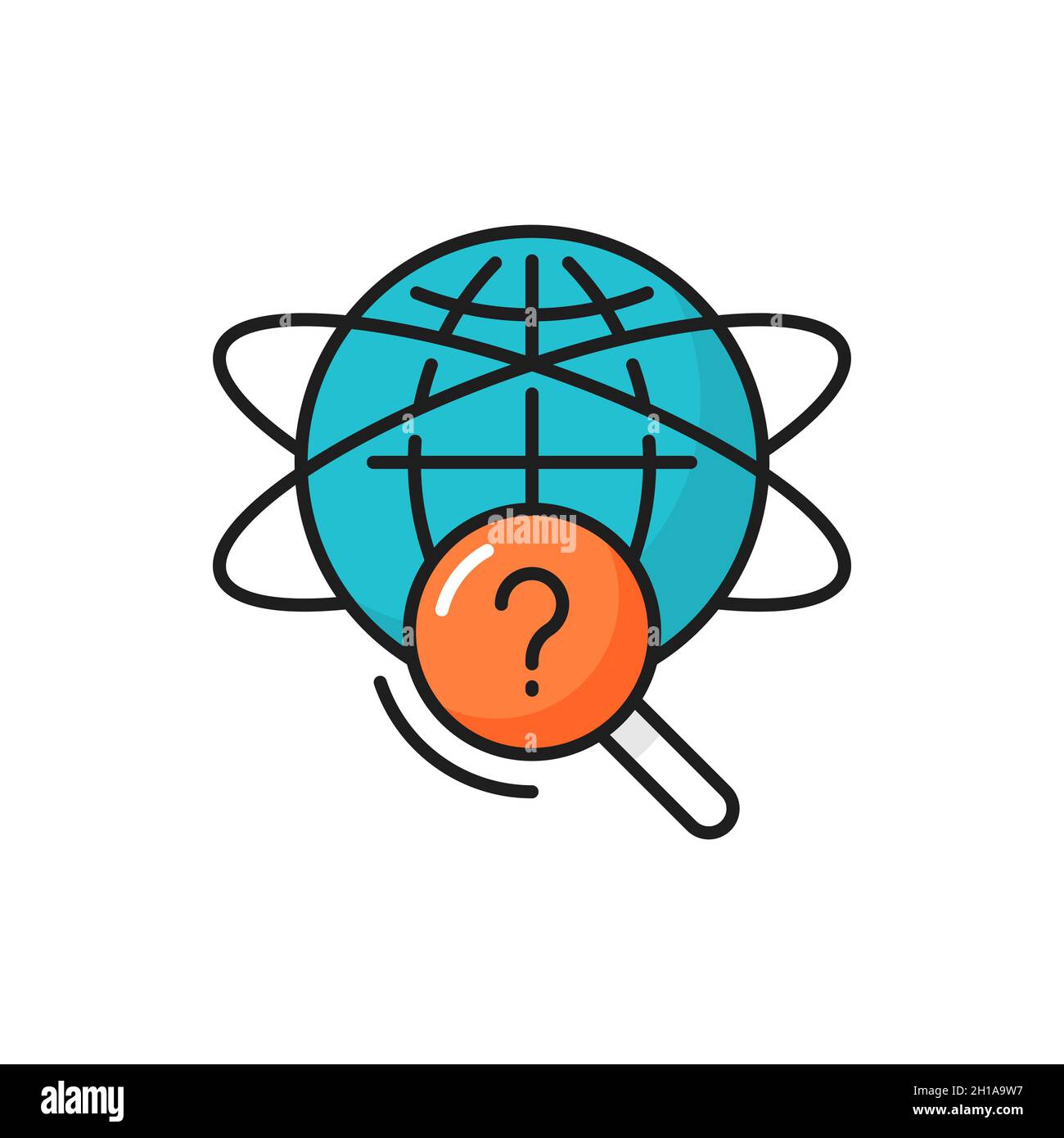 Global problems, search of solutions, question isolated line icon ...