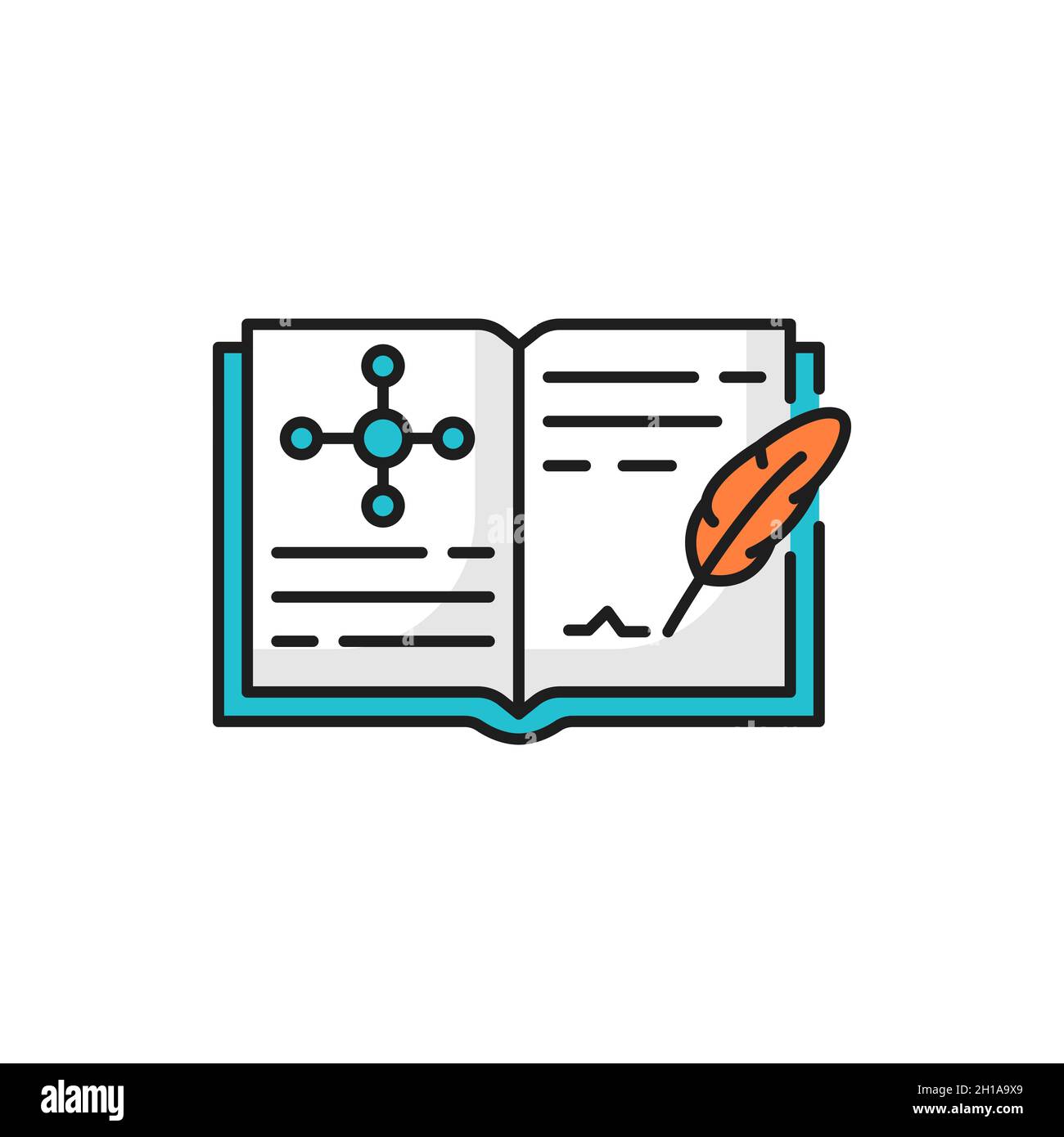 Scientific magazine, genetics engineering book with feather pen ...