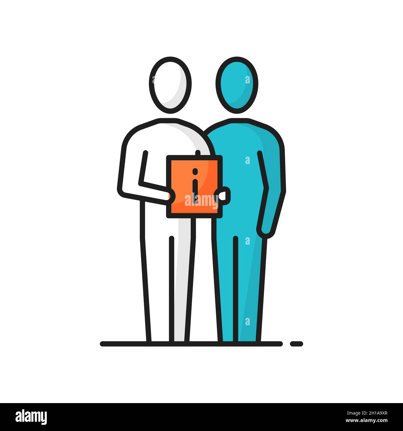 Support center worker help assist client customer isolated color line ...