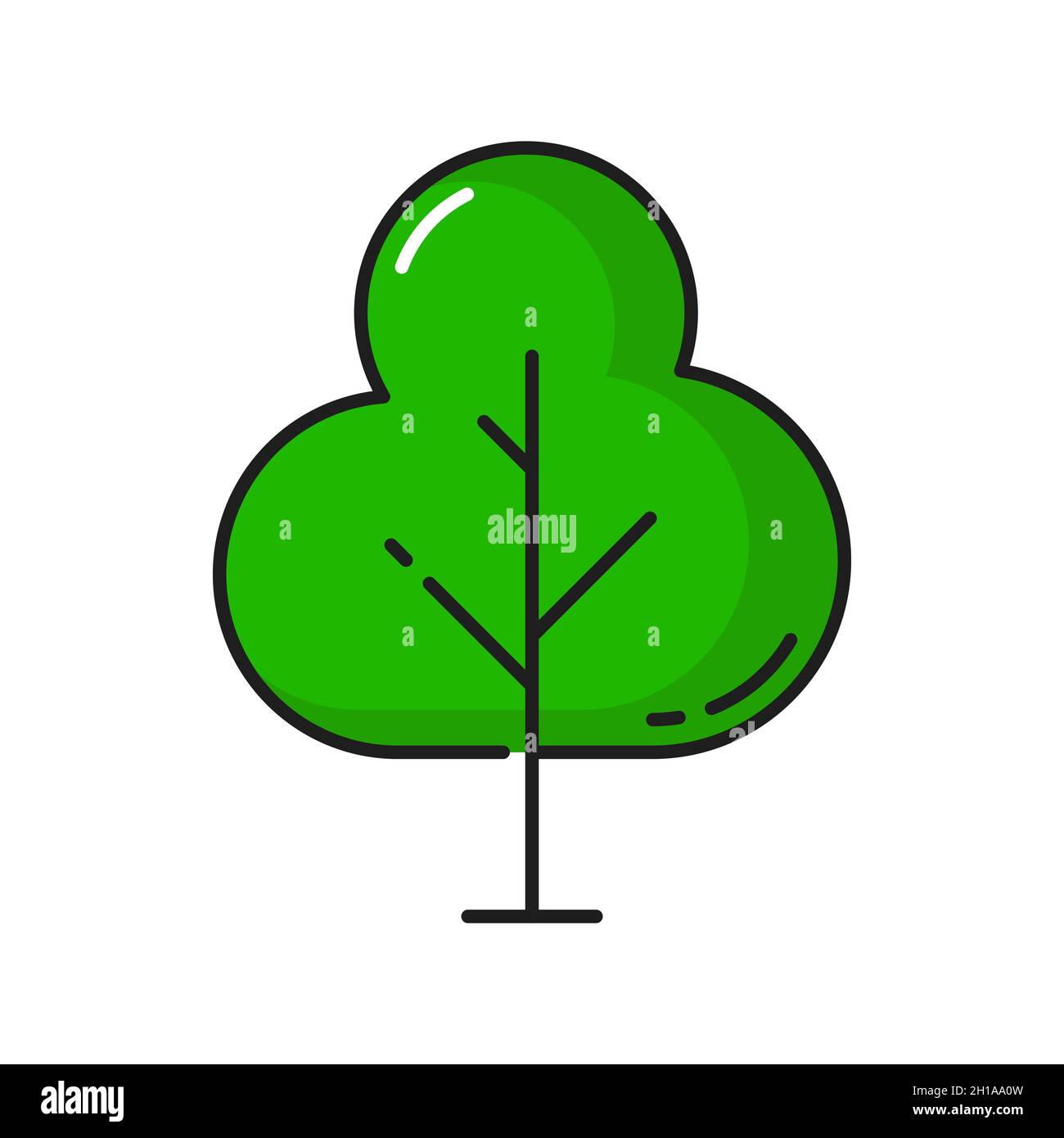 Forest and garden decor element, green exotic tree isolated outline ...