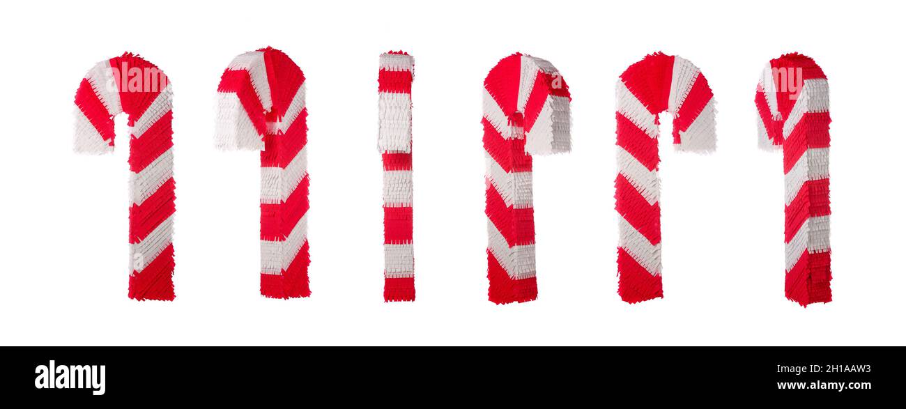 Set of candy cane pinata on white background Stock Photo - Alamy