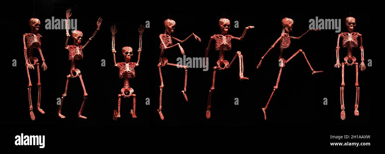 Set of bloodstained human skeleton on black background Stock Photo - Alamy