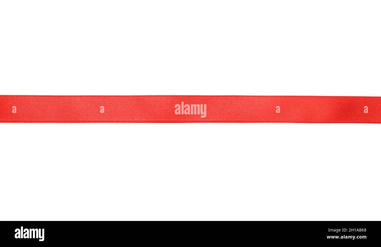 Shiny red ribbon on white background Stock Photo - Alamy