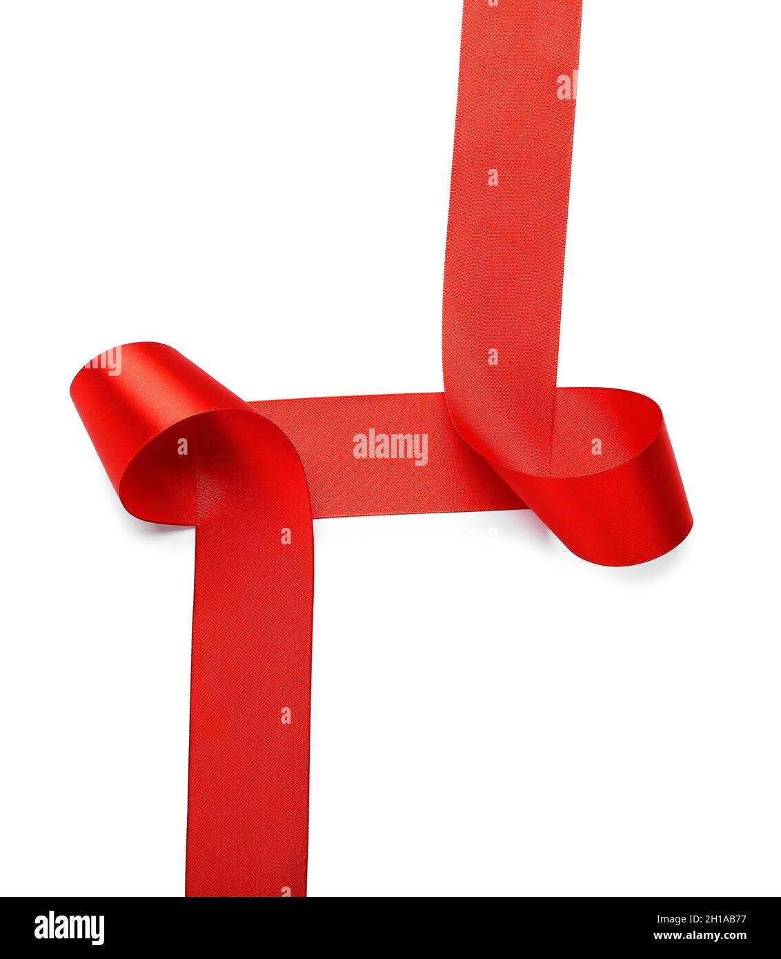 Shiny red ribbon on white background Stock Photo - Alamy