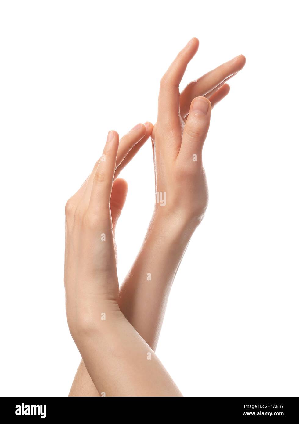 Female hands isolated on white background Stock Photo - Alamy