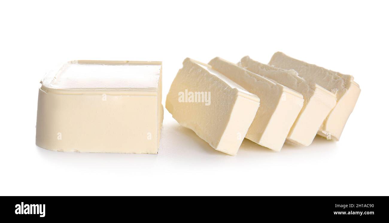 Healthy feta cheese on white background Stock Photo - Alamy