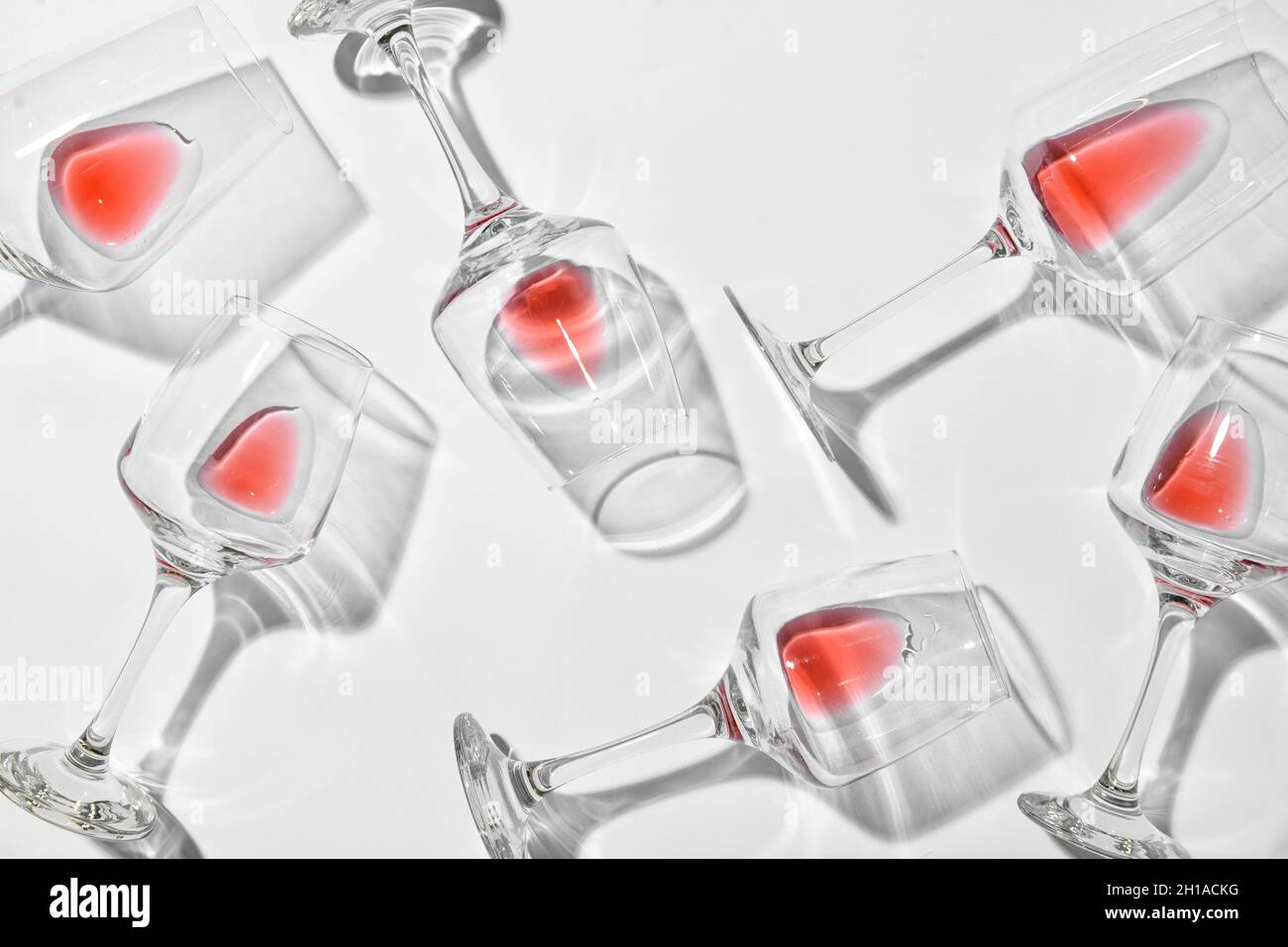 Top view red wine flat lay composition wineglass hi-res stock ...
