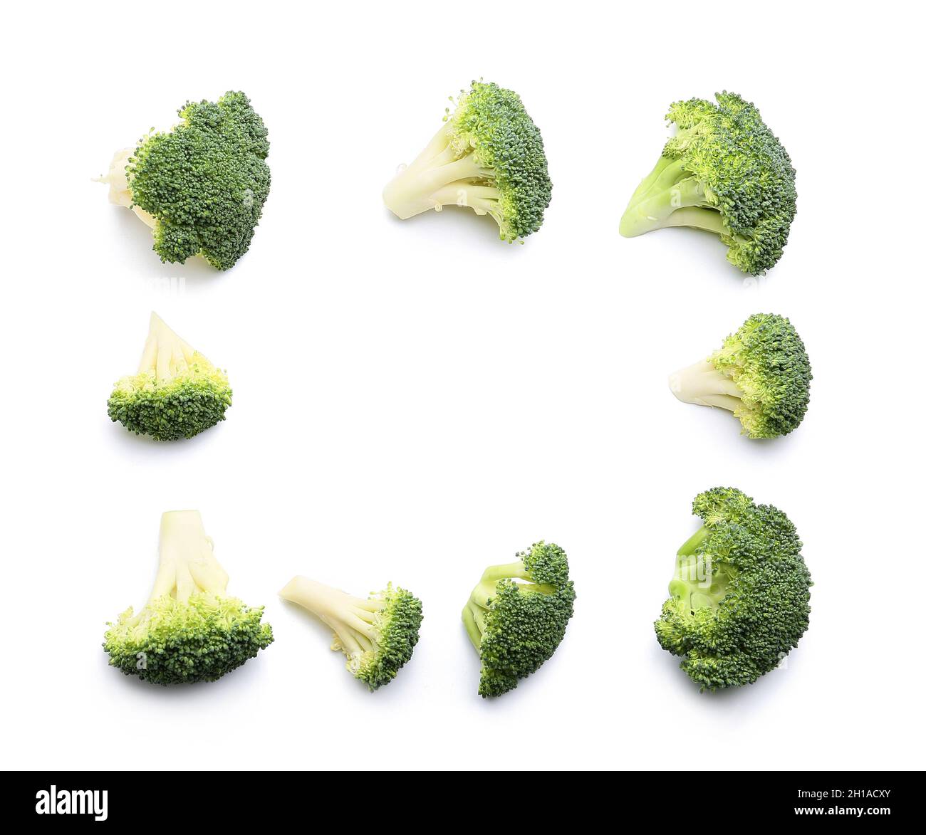 Frame made of healthy broccoli cabbage on white background Stock Photo ...