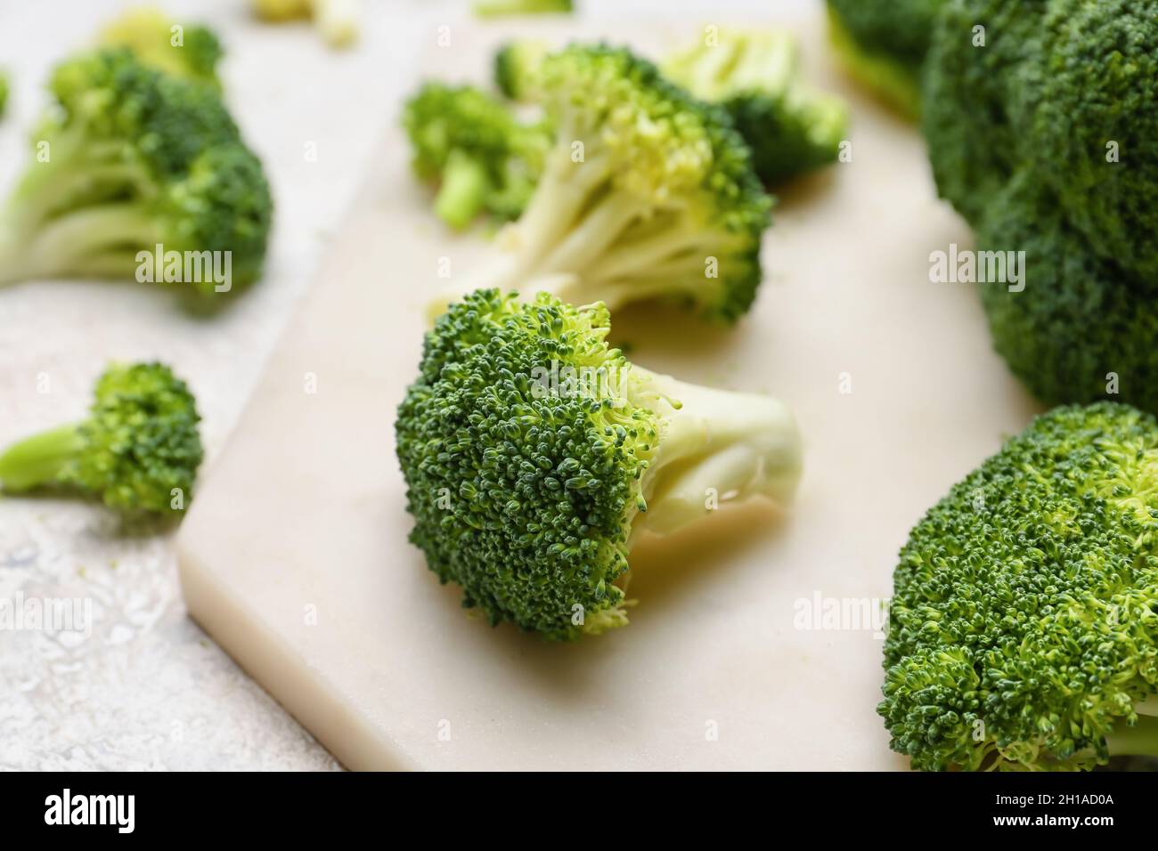 Healthy broccoli cabbage on light background Stock Photo - Alamy