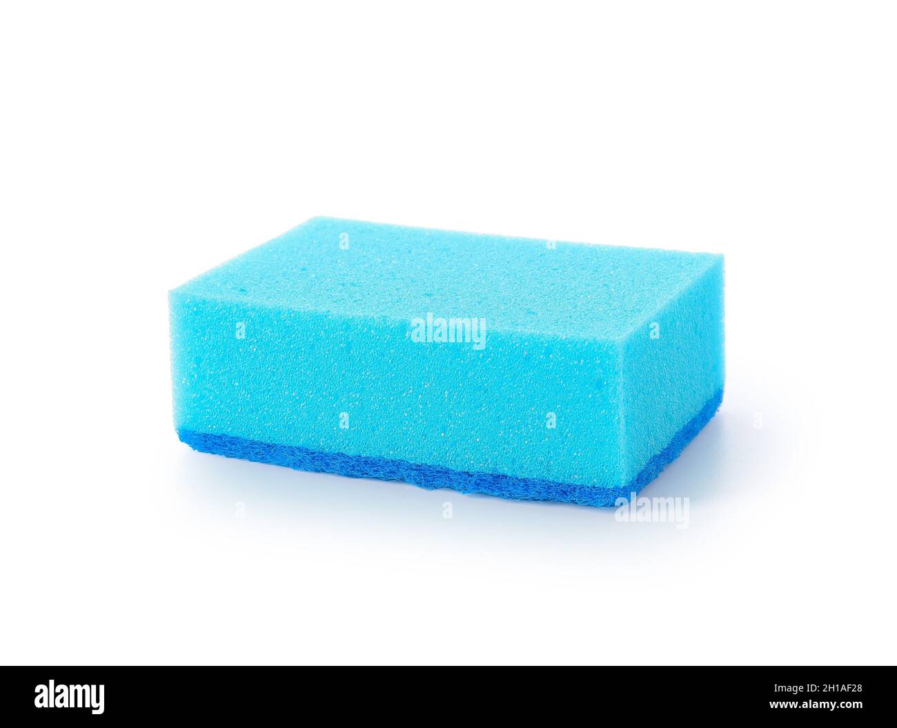 Blue cleaning sponge on white background Stock Photo - Alamy