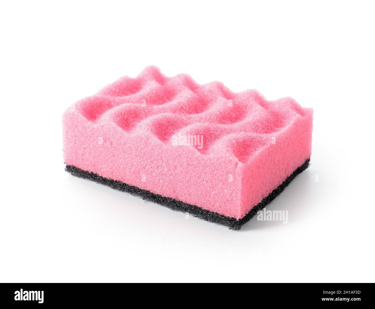 Pink cleaning sponge on white background Stock Photo - Alamy