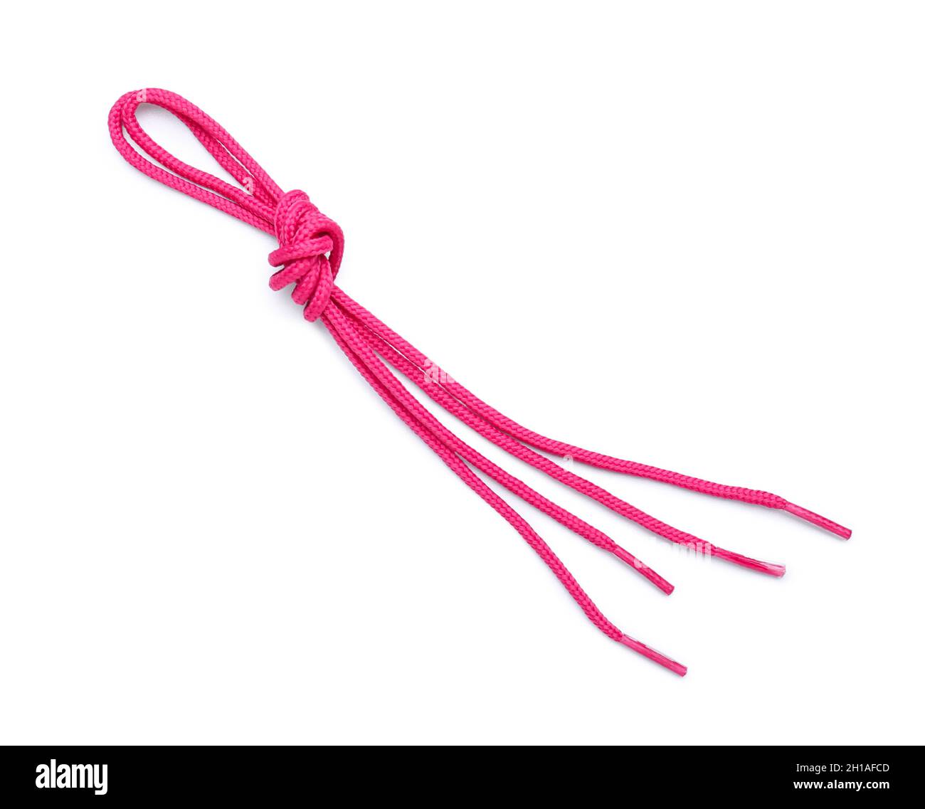 Pink shoe laces tied in knot on white background Stock Photo - Alamy
