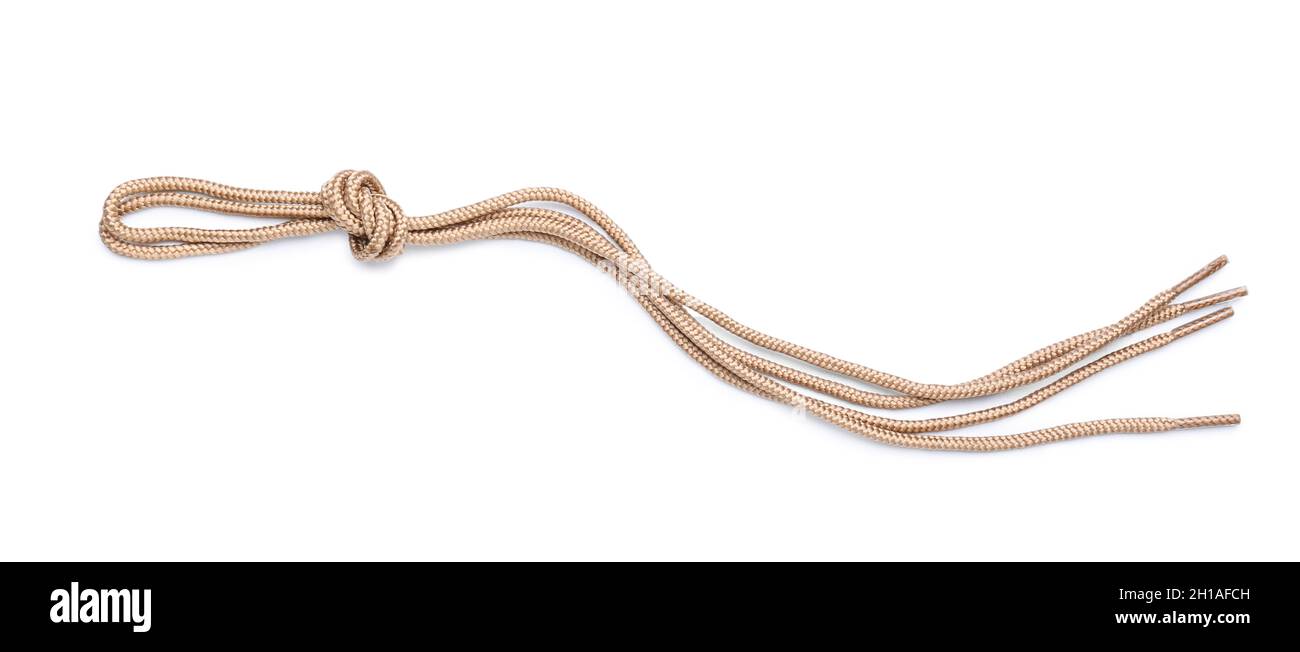 Shoe laces tied in knot on white background Stock Photo - Alamy