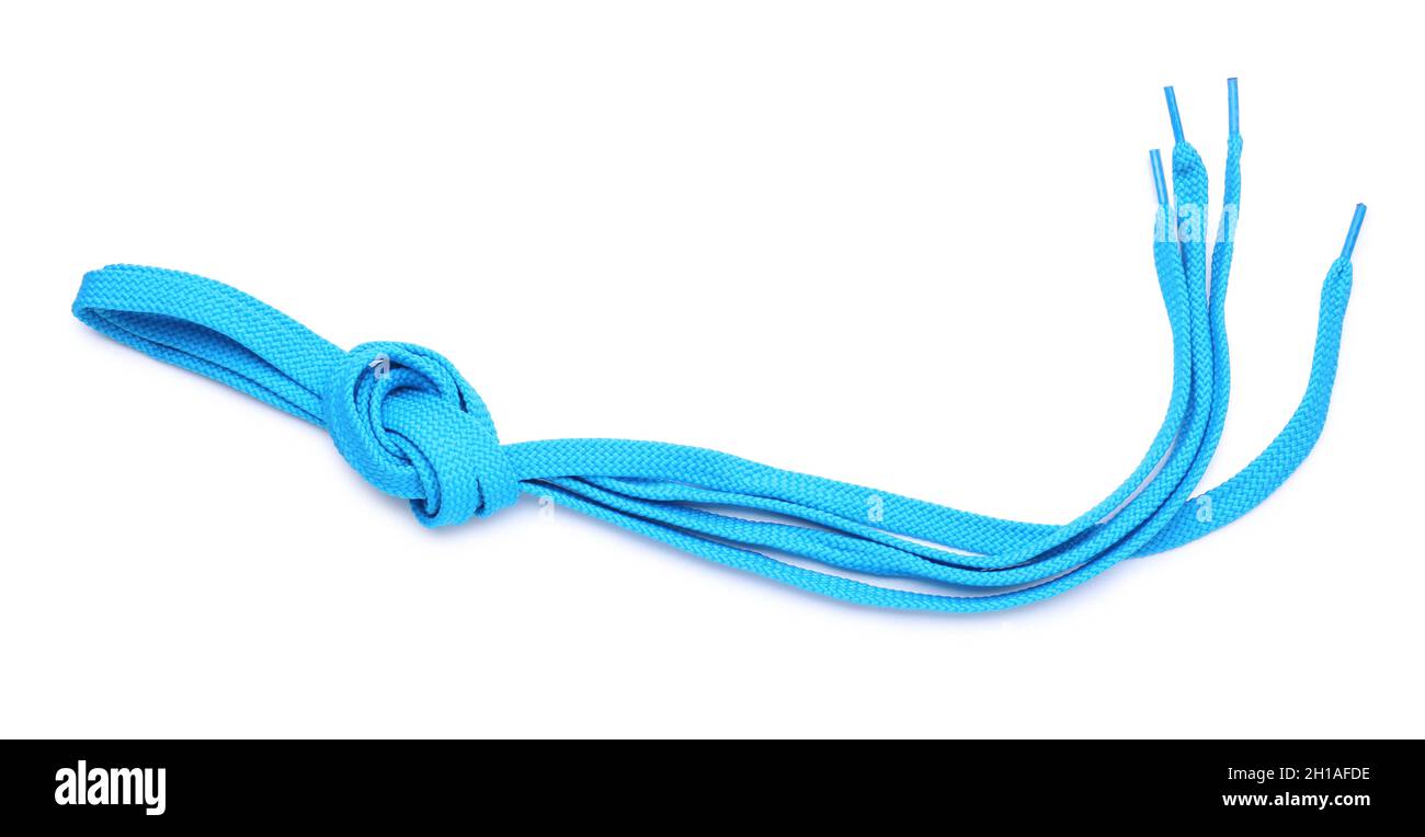 Shoe laces tied in knot on white background Stock Photo - Alamy