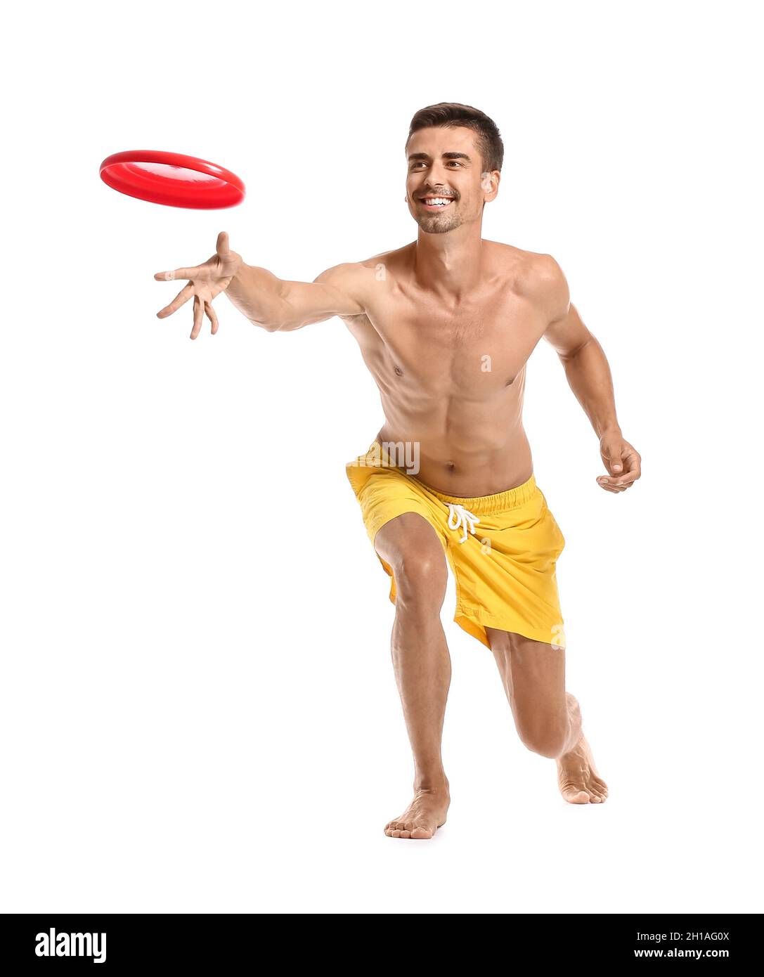Person throwing frisbee Cut Out Stock Images & Pictures - Alamy