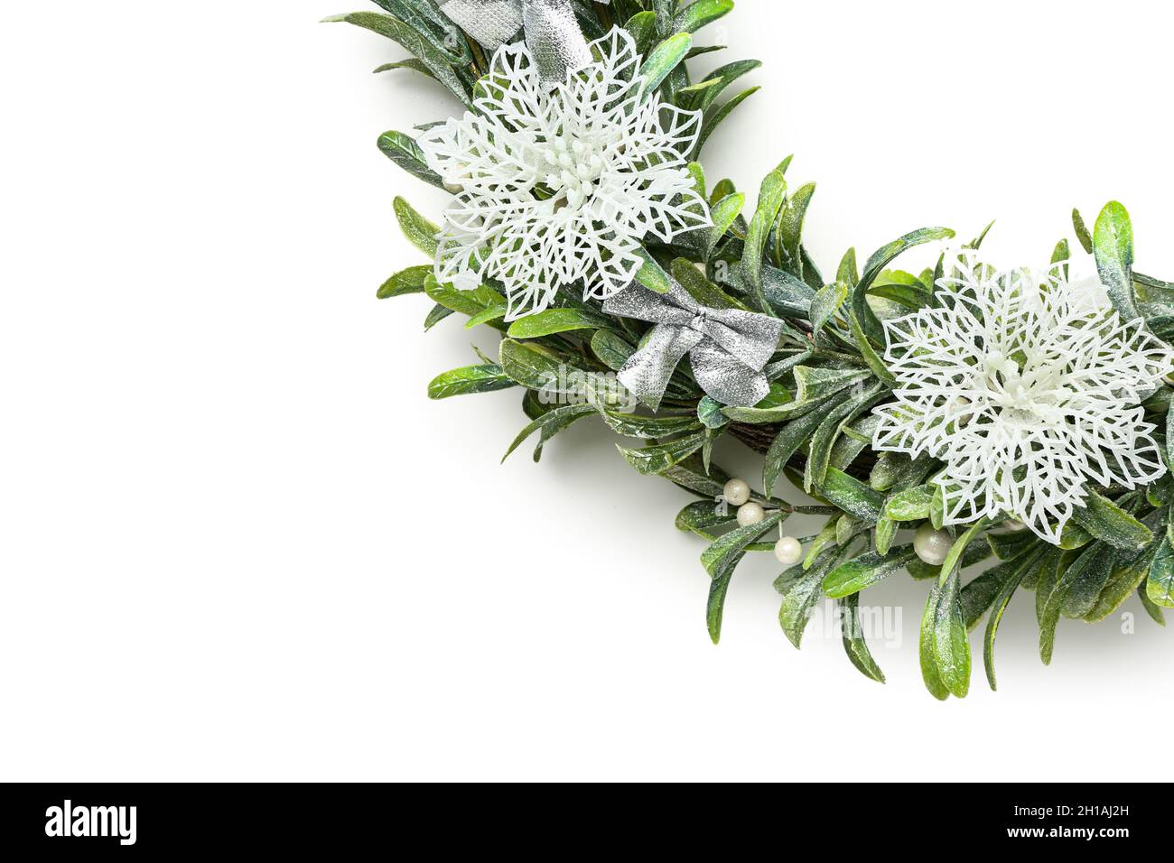 Beautiful mistletoe wreath on white background Stock Photo - Alamy