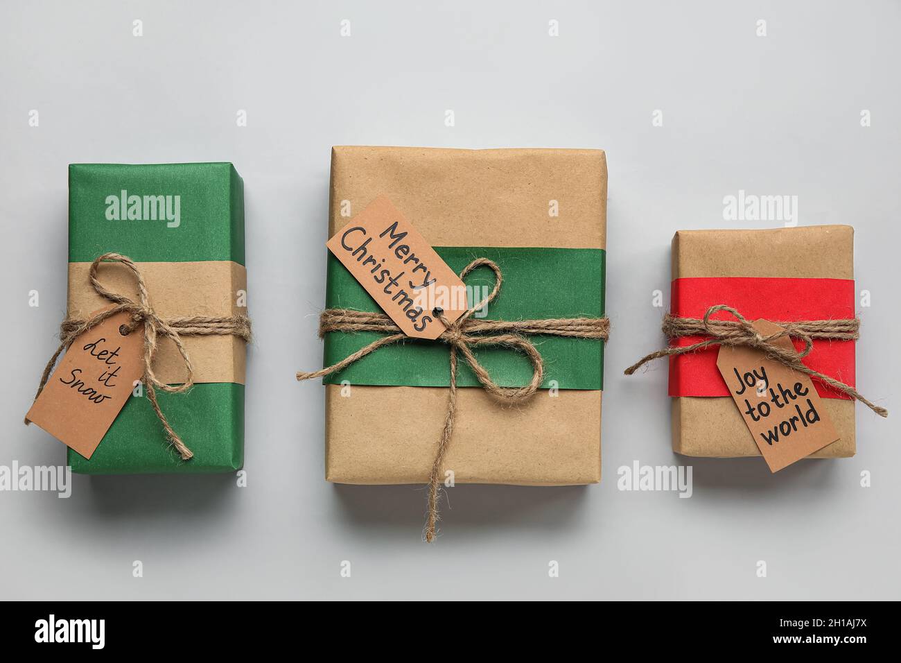 Different gift boxes on white background Stock Photo - Alamy