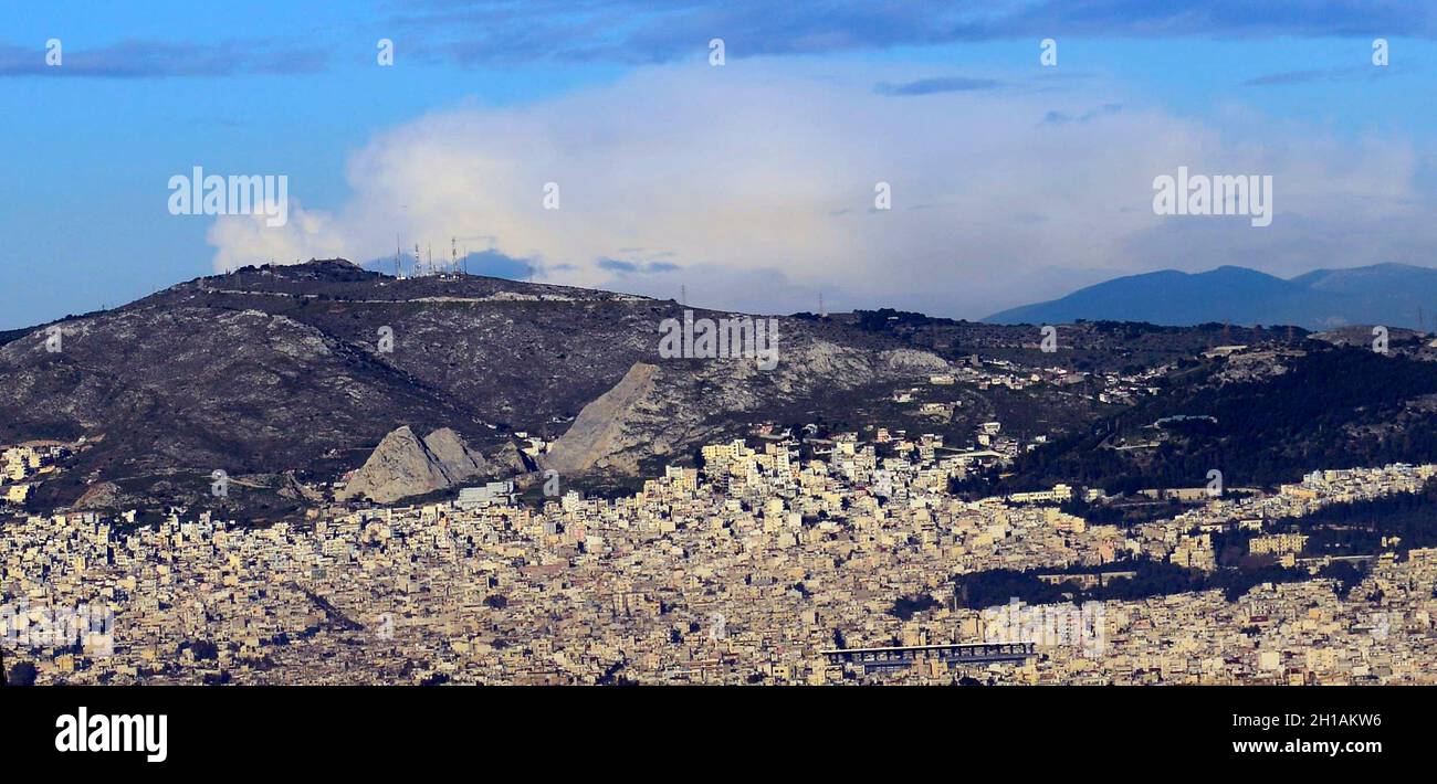 Aerial view of greater Athens, Greece Stock Photo - Alamy