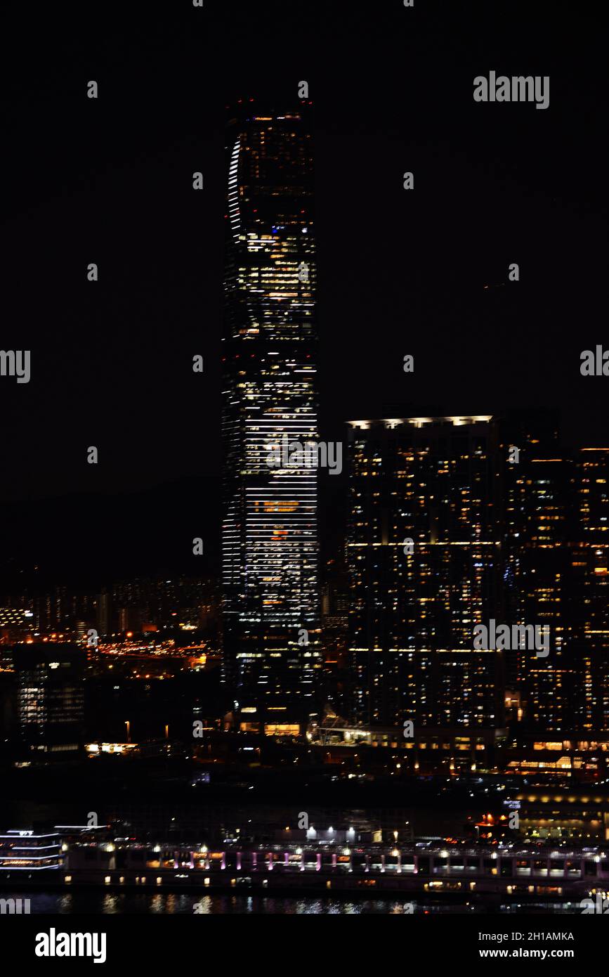 ICC tower at night, Hong Kong Stock Photo - Alamy