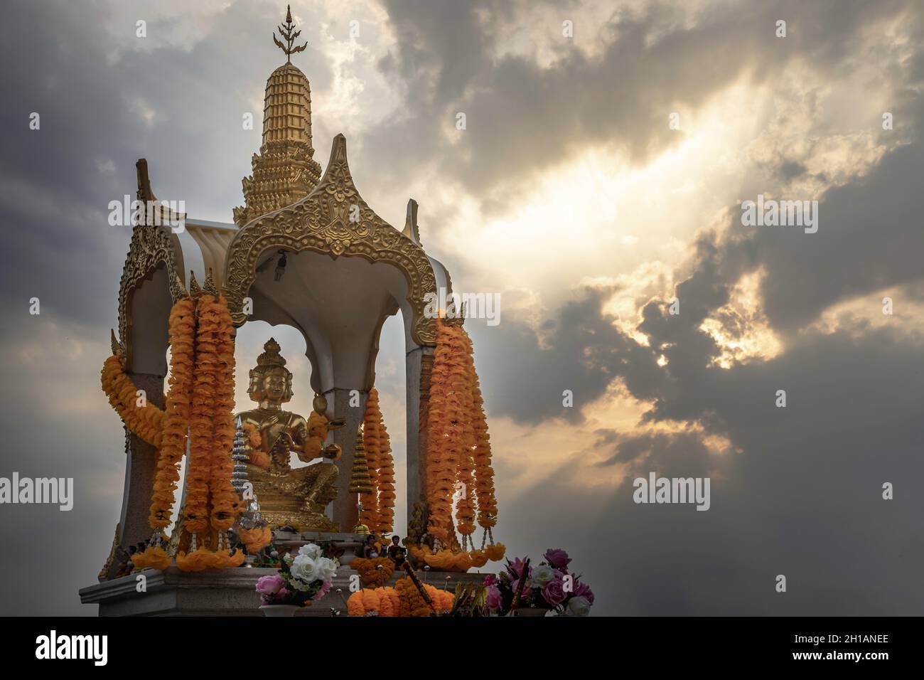 Bangkok, Thailand - 13 Dec 2019 : Golden statue of Phra Phrom or four ...