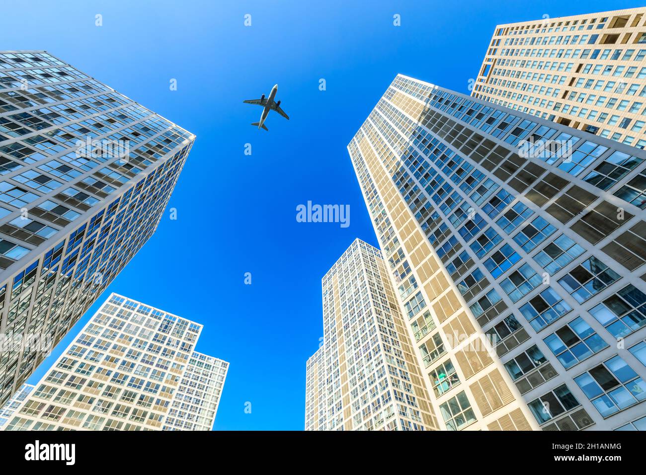 Modern urban commercial architecture scene in Beijing.low angle view ...