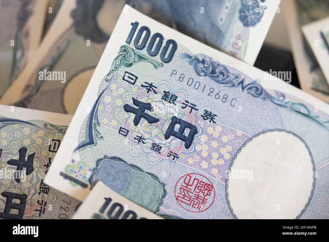 In this photo illustration the one thousand yen banknotes seen ...